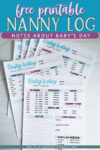 Printable Nanny Log (Notes about Baby's Day) - Mom's Printables